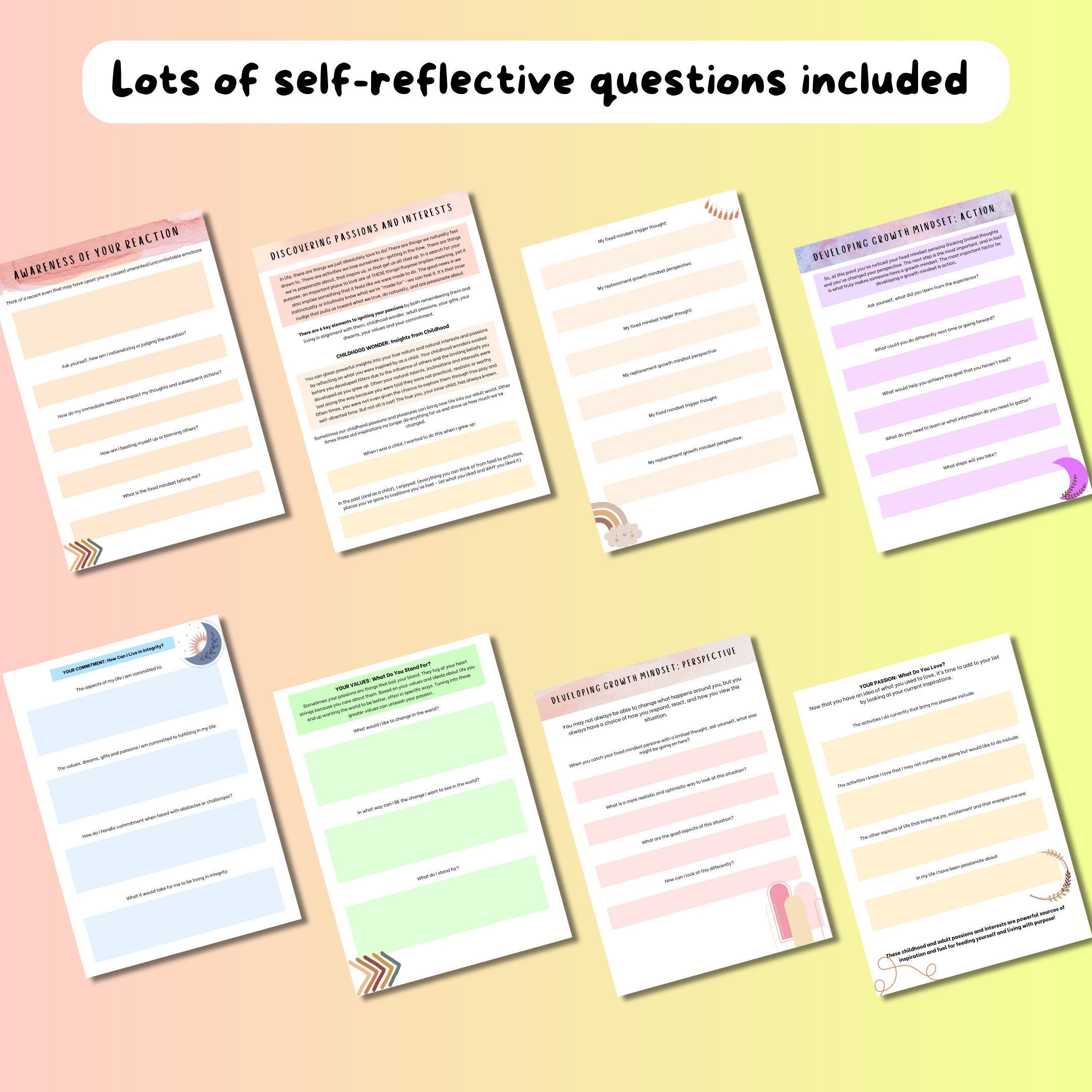 Growth Mindset Therapy Worksheets, Growth Mindset Journal, Therapy ...