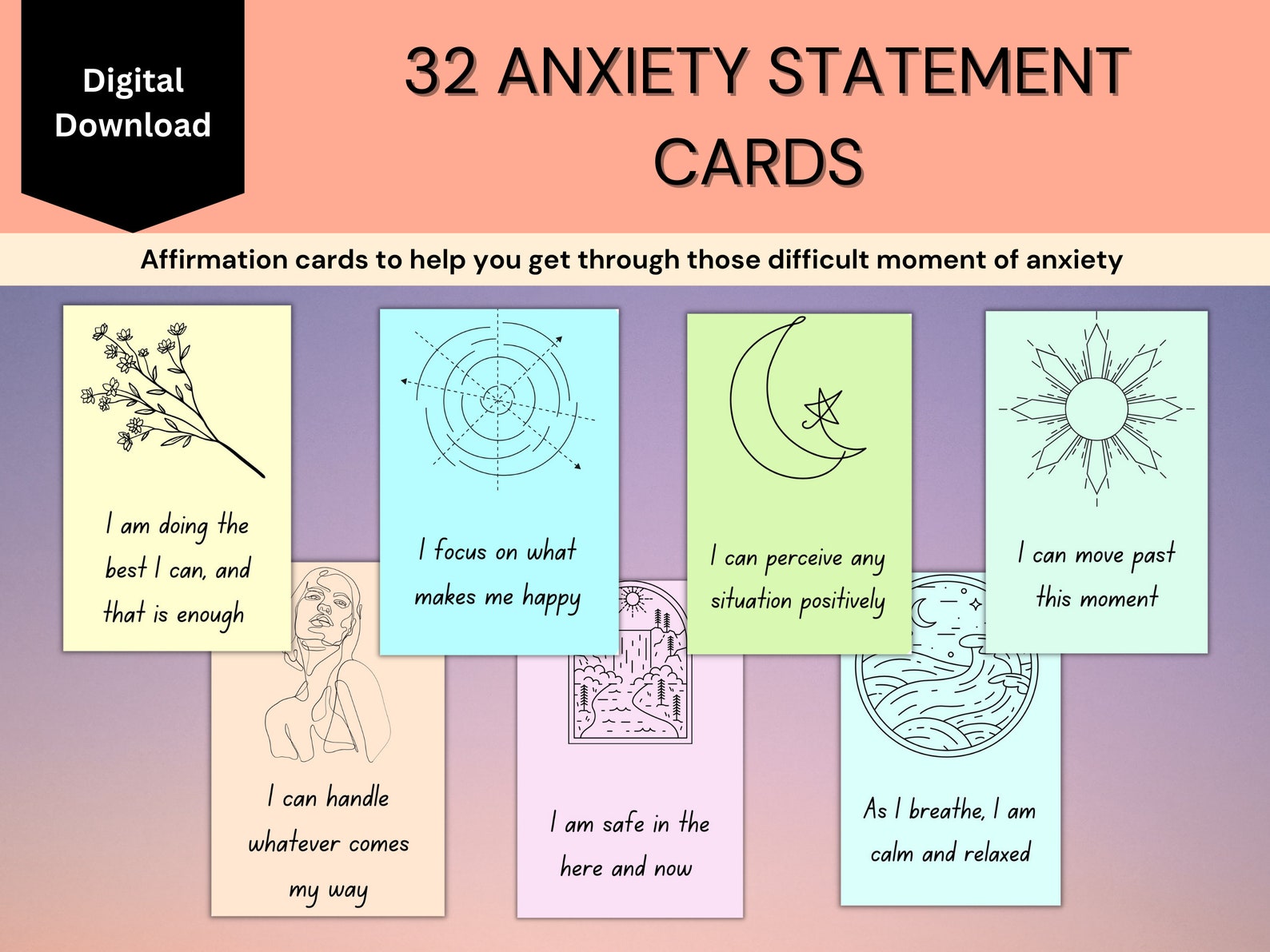Anxiety Cards | Affirmation Cards for Anxiety | Coping Skills | Therapy ...