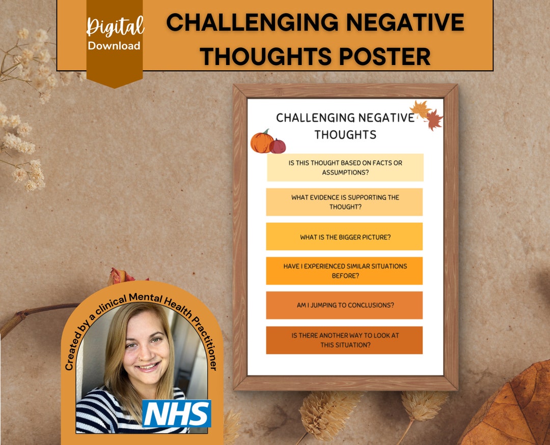 Challenging Negative Thoughts Poster / Fall Prints / - Etsy