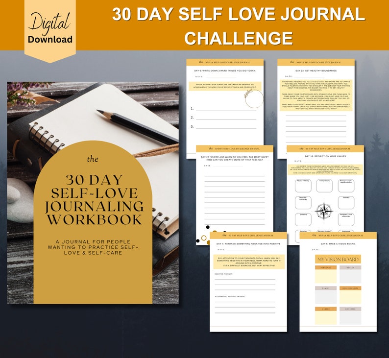 30 Day Self Love Journal Challenge, Self Discovery Journal, Self Care ...