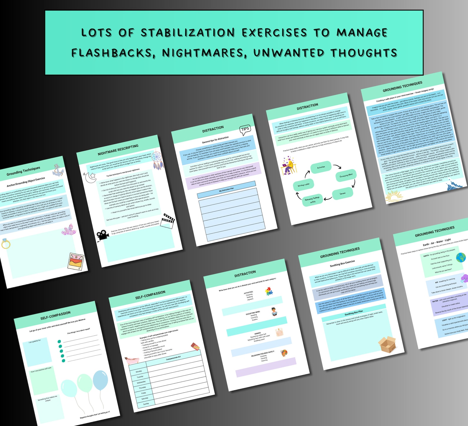 Trauma Therapy Worksheets, Therapy Worksheets, PTSD Worksheets, Complex ...