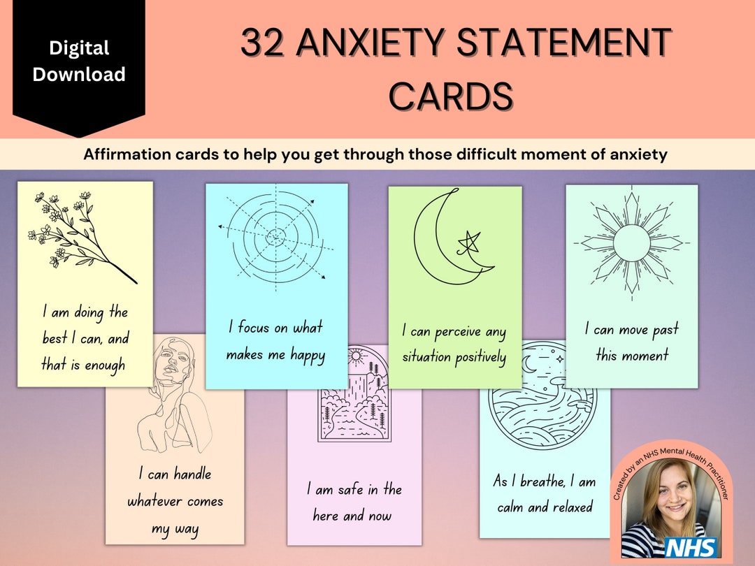 Anxiety Cards Affirmation Cards for Anxiety Coping Skills Therapy Tools ...