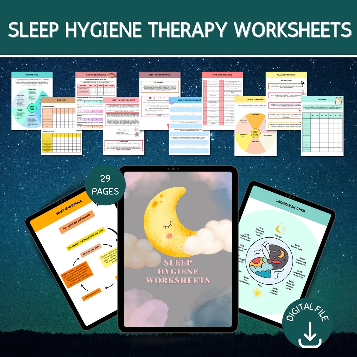 Sleep Hygiene Worksheets, Sleep Tracker, Sleep Habits, Sleep Journal ...