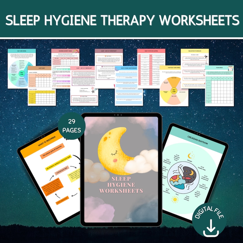 Sleep Hygiene Worksheets, Sleep Tracker, Sleep Habits, Sleep Journal ...