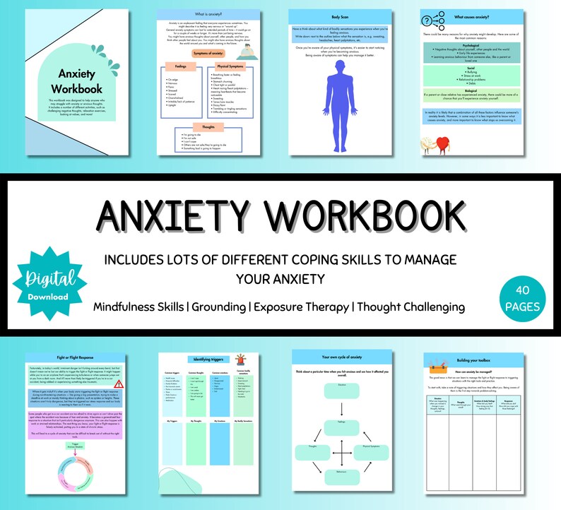 Anxiety Worksheets, Anxiety Tools, Coping Skills, CBT Tools, Anxiety ...