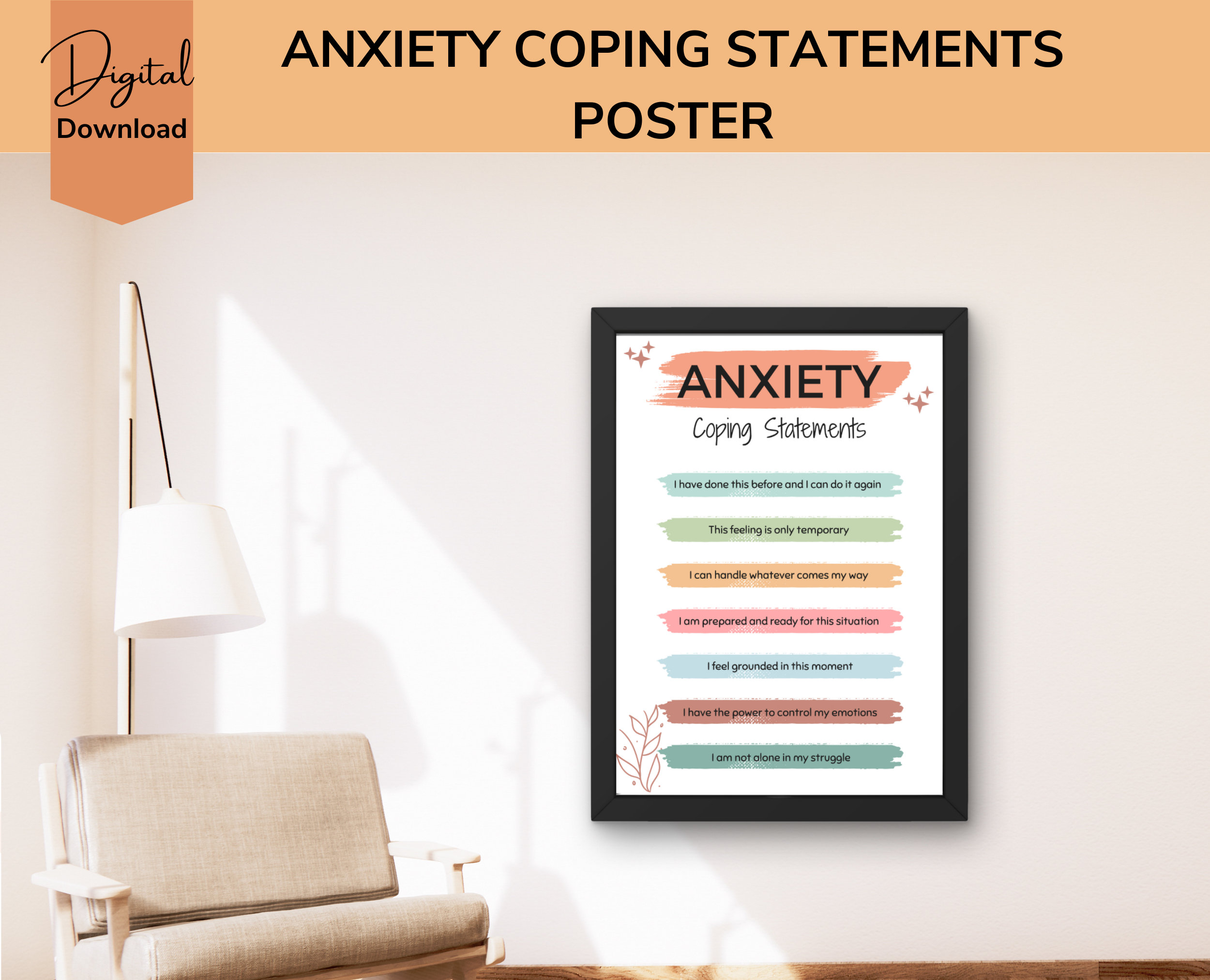 Anxiety Coping Statements Poster Therapy Poster Printable - Etsy