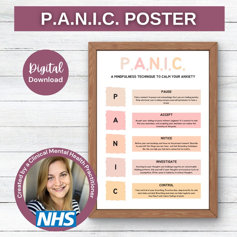 Panic Poster Anxiety Tips Poster Therapy Office Decor - Etsy