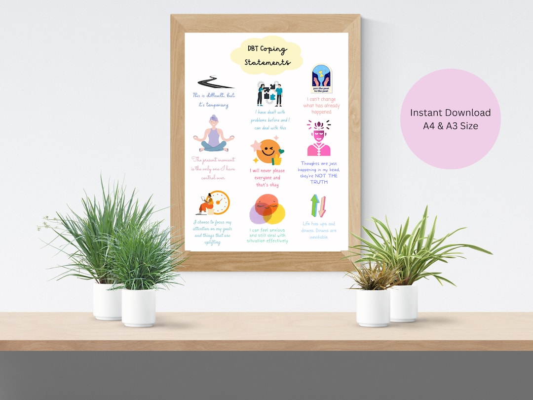 DBT Coping Statements | Positive Affirmations | Therapy Wall Art ...