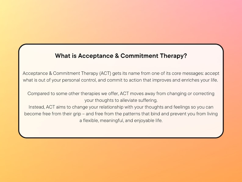 ACT Therapy Worksheets, Acceptance & Commitment Therapy, Therapy ...