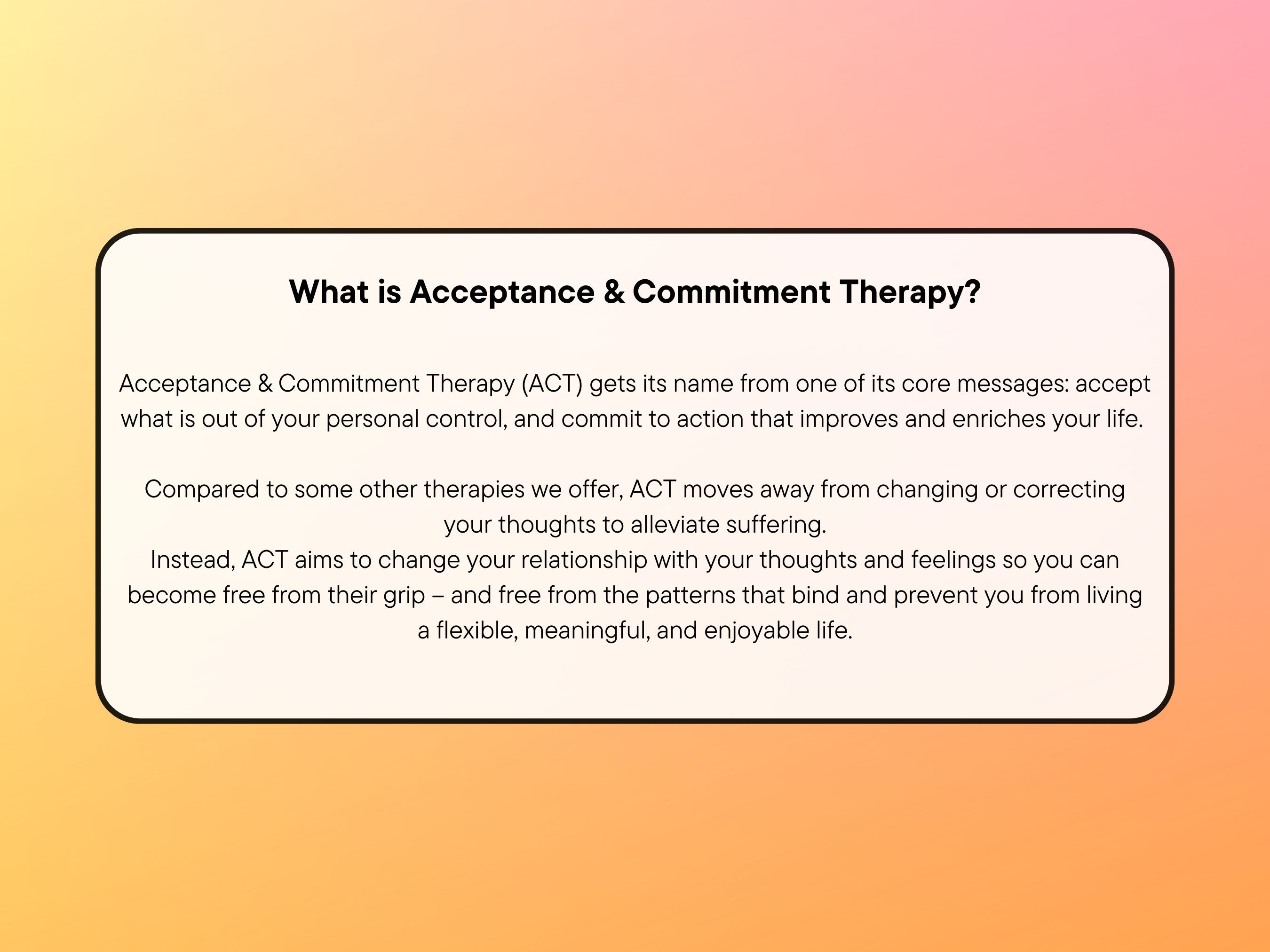 ACT Therapy Worksheets, Acceptance & Commitment Therapy, Therapy ...