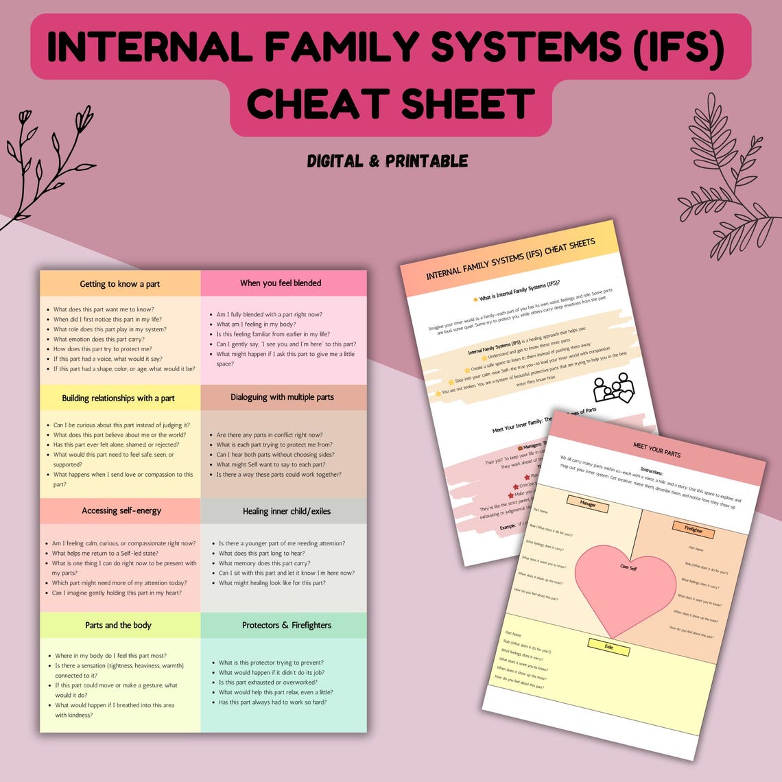 IFS Cheat Sheets: Internal Family Systems Therapy Worksheets (PDF ...