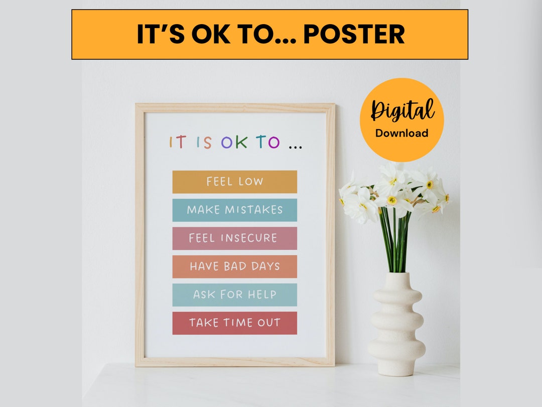 It's Ok to Poster / Therapy Office Decor / Therapy Tools / Counseling ...