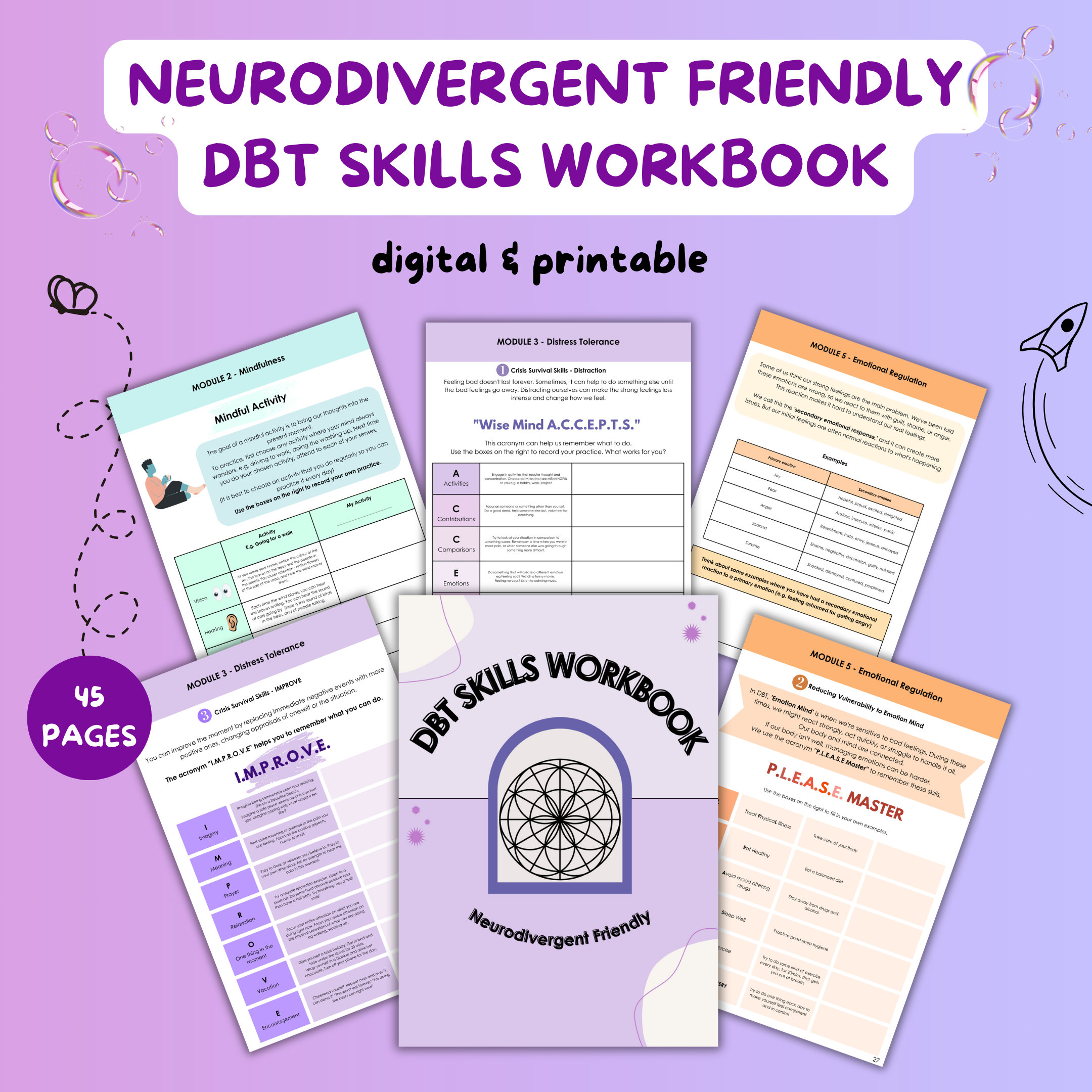 Neurodivergent Friendly DBT Worksheets, DBT Skills, Dbt Emotional ...