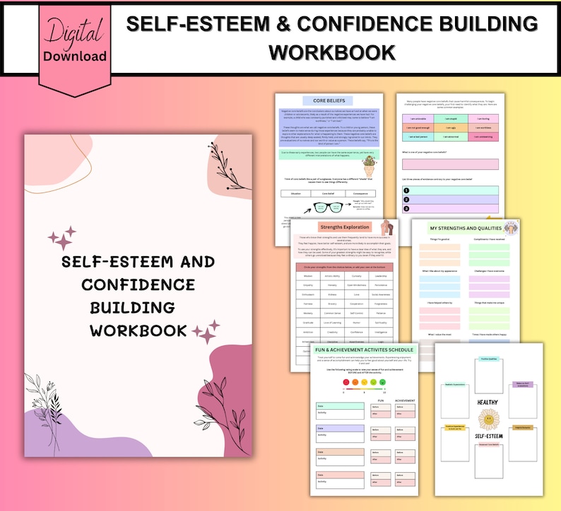 Self Esteem Worksheets, Therapy Worksheets, Self Confidence Worksheets ...