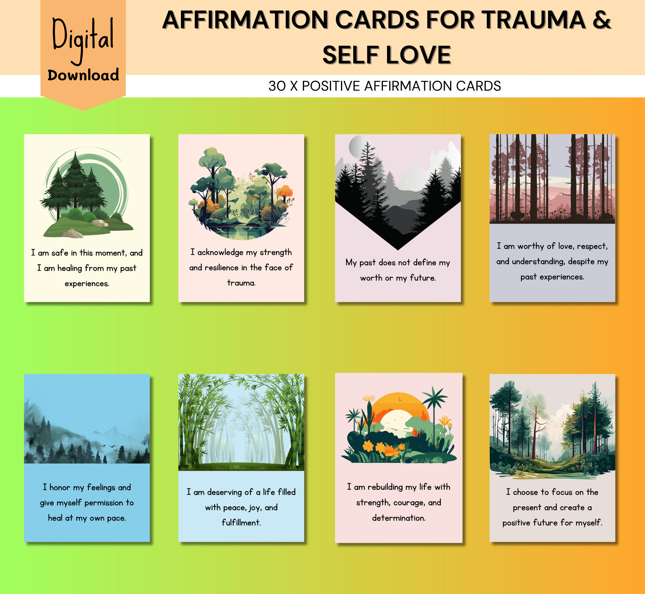 Affirmation Cards for Trauma, PTSD, Trauma Therapy, Positive Quote ...