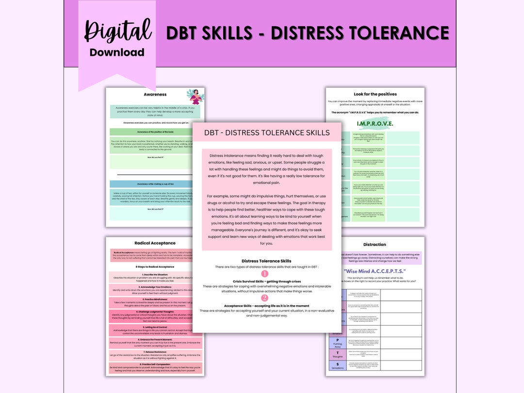 DBT - Distress Tolerance Skills | DBT Flashcards | DBT Cheat Sheets ...
