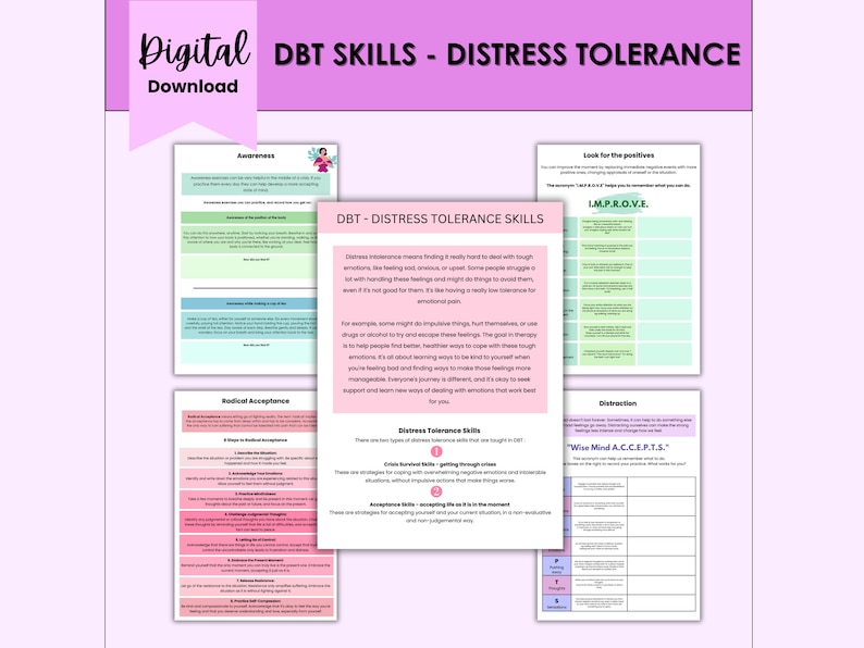 DBT - Distress Tolerance Skills | DBT Flashcards | DBT Cheat Sheets ...