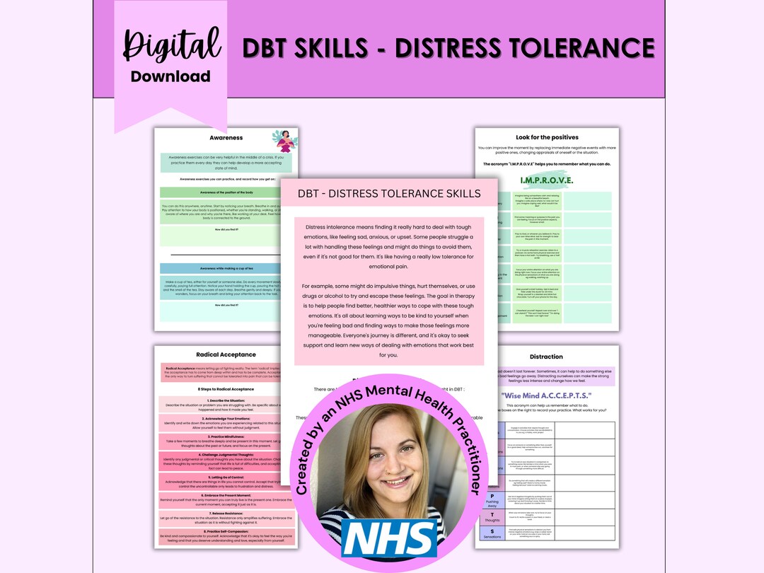 DBT Distress Tolerance Skills DBT Flashcards DBT Cheat - Etsy