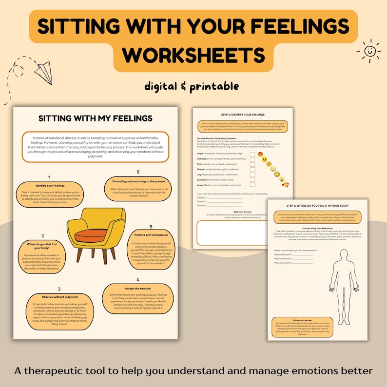Sitting With Your Feelings Worksheets - Emotional Regulation, Sitting ...