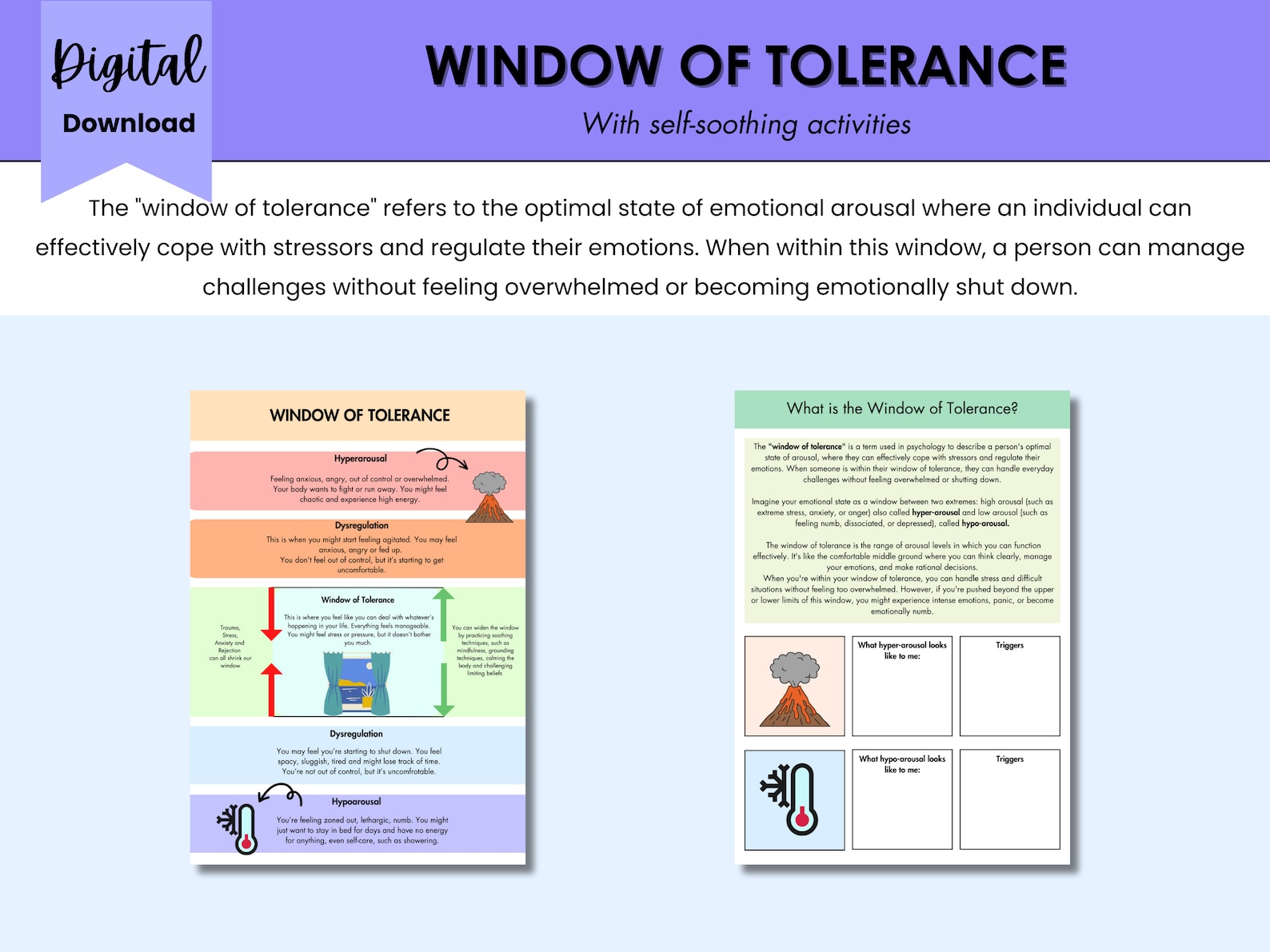 Window of Tolerance, Coping Skills, DBT Skills, Therapy Worksheets ...