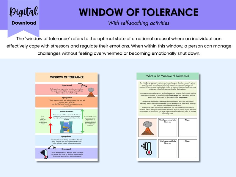 Window of Tolerance, Coping Skills, DBT Skills, Therapy Worksheets ...