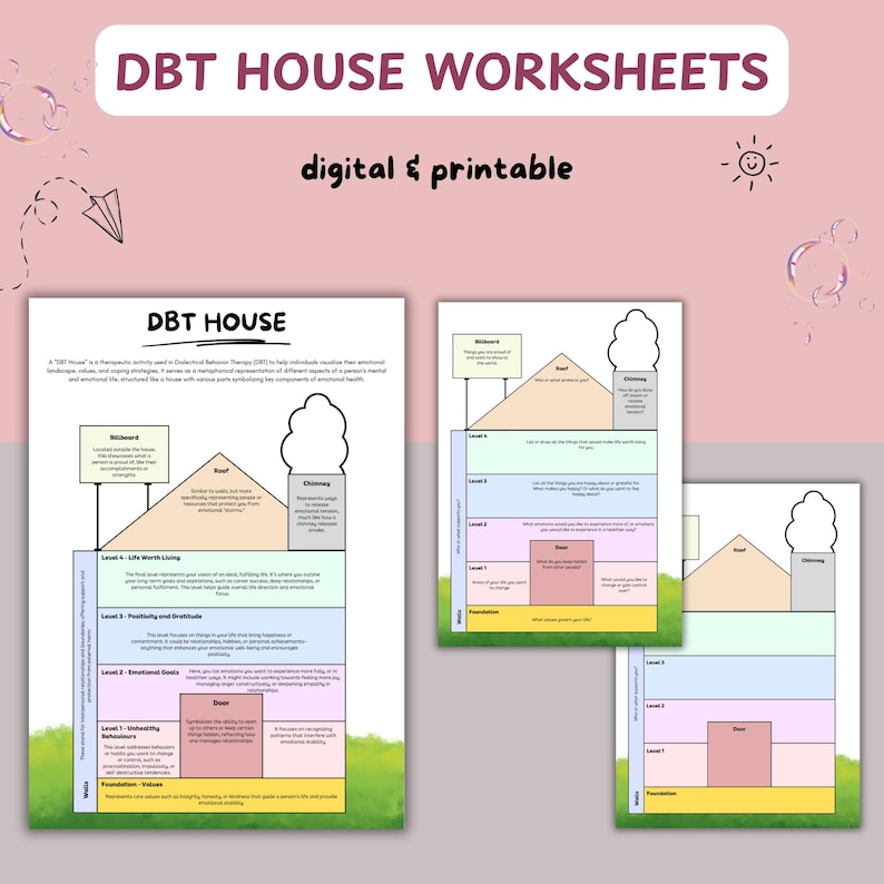 DBT House Worksheets, DBT Skills, Therapy Worksheets, DBT Workbook ...