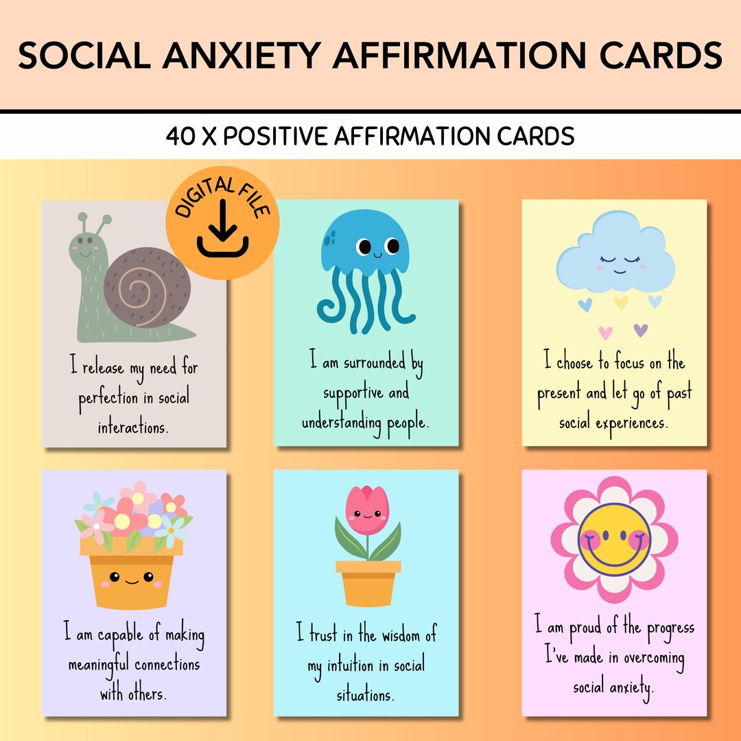 Social Anxiety Affirmations, Affirmation Cards, Anxiety Coping Skills ...
