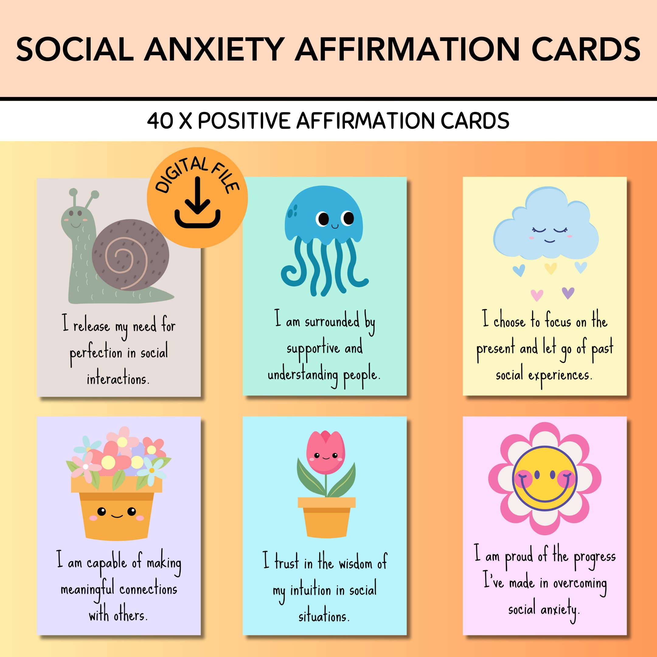 Social Anxiety Affirmations, Affirmation Cards, Anxiety Coping Skills ...