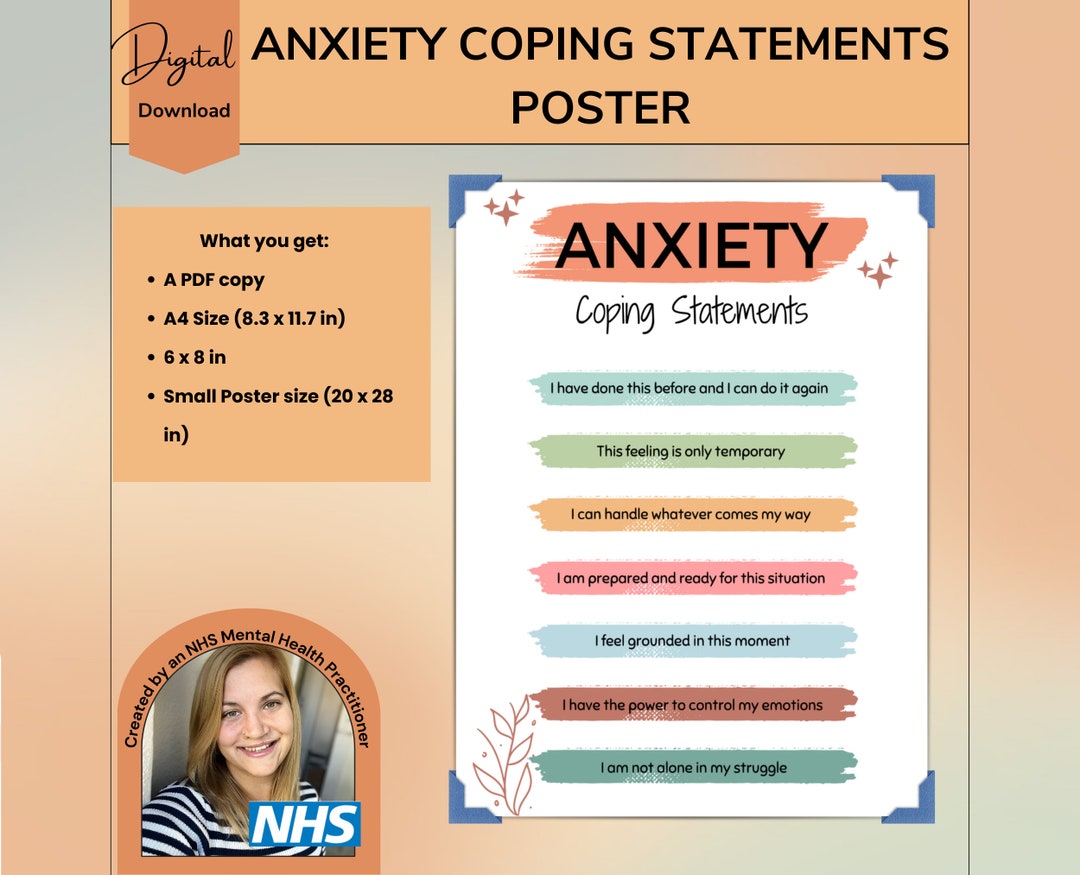 Anxiety Coping Statements Poster Therapy Poster Printable - Etsy
