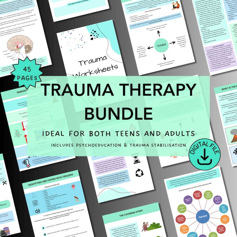 Trauma Therapy Worksheets, Therapy Worksheets, PTSD Worksheets, Complex ...