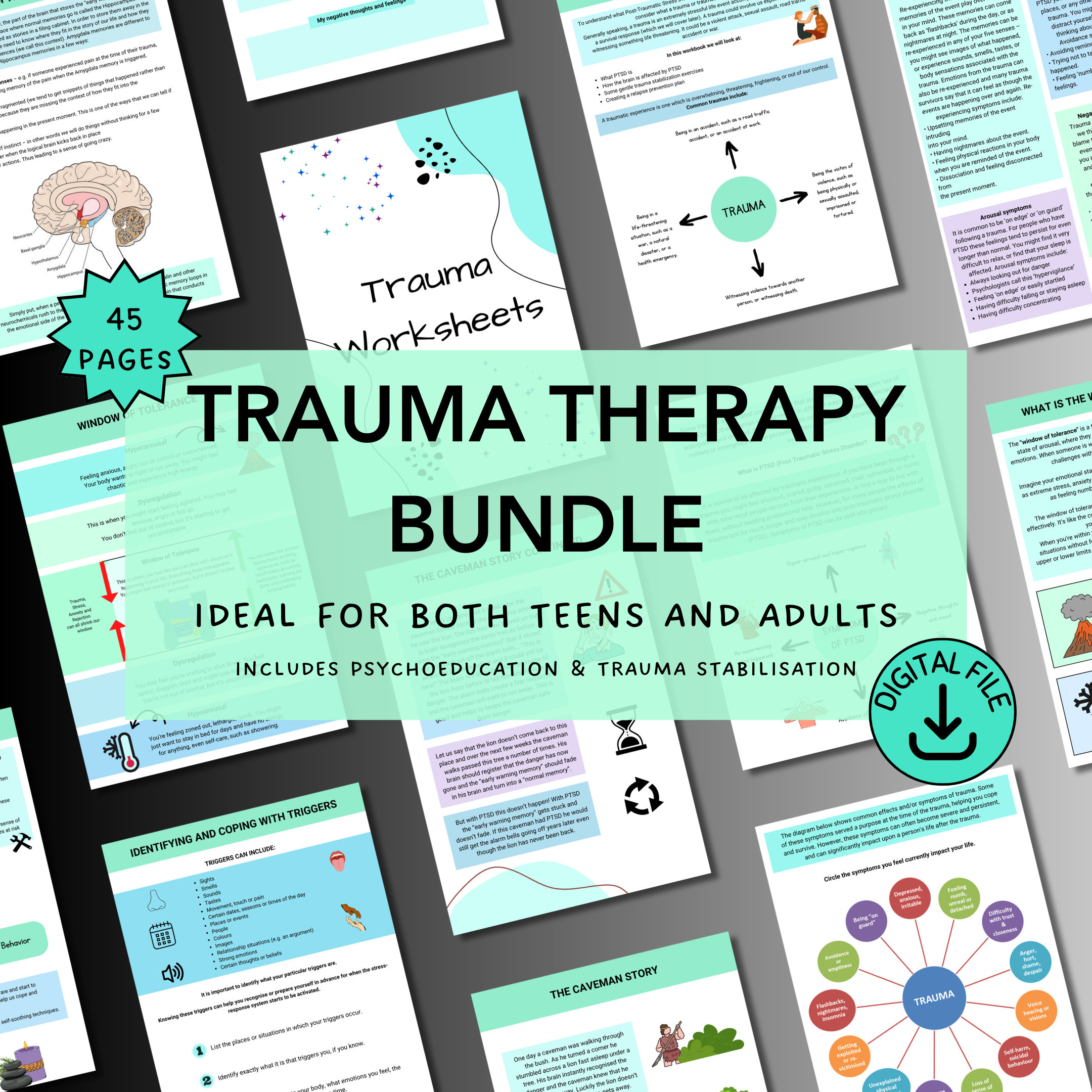Trauma Therapy Worksheets, Therapy Worksheets, PTSD Worksheets, Complex ...