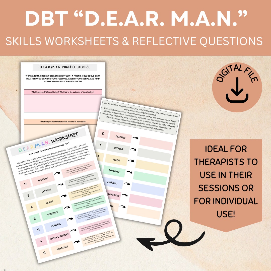 DBT DEAR MAN Arbeitsblätter, Dbt-Therapy, zwischenmenschliche Fähigkeiten, Therapie ...