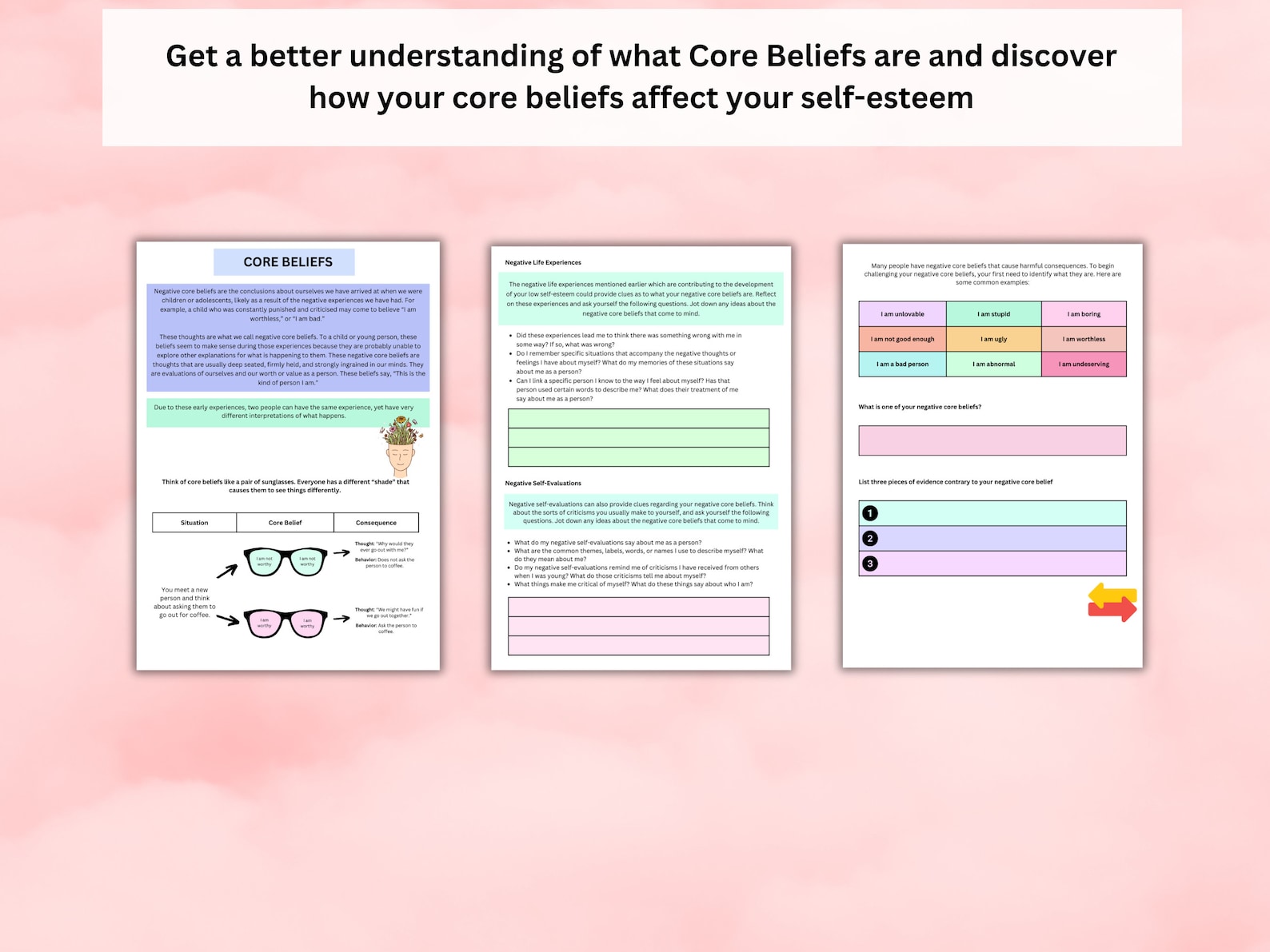 Self Esteem Worksheets, Therapy Worksheets, Self Confidence Worksheets ...