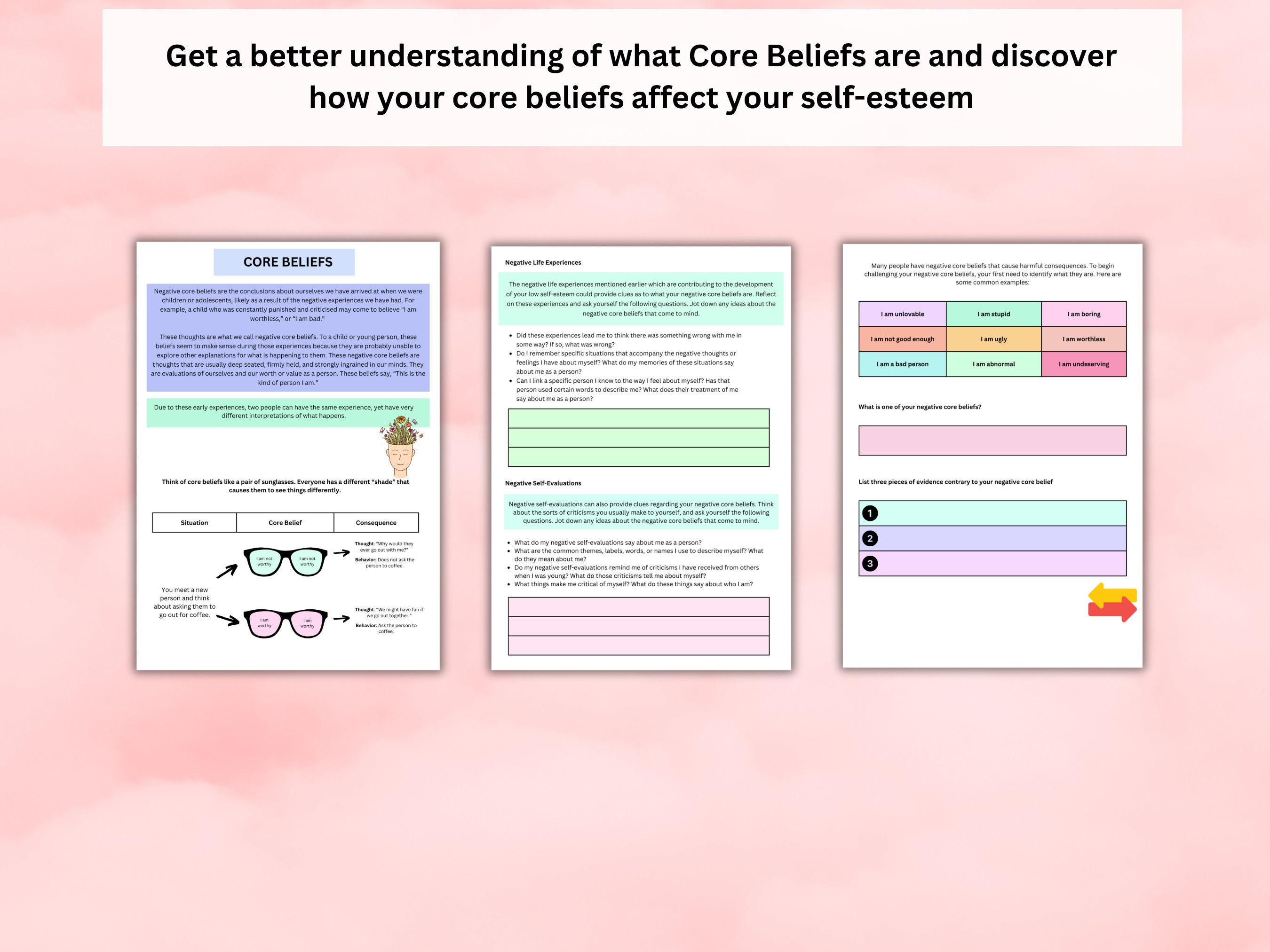 Self Esteem Worksheets, Therapy Worksheets, Self Confidence Worksheets ...