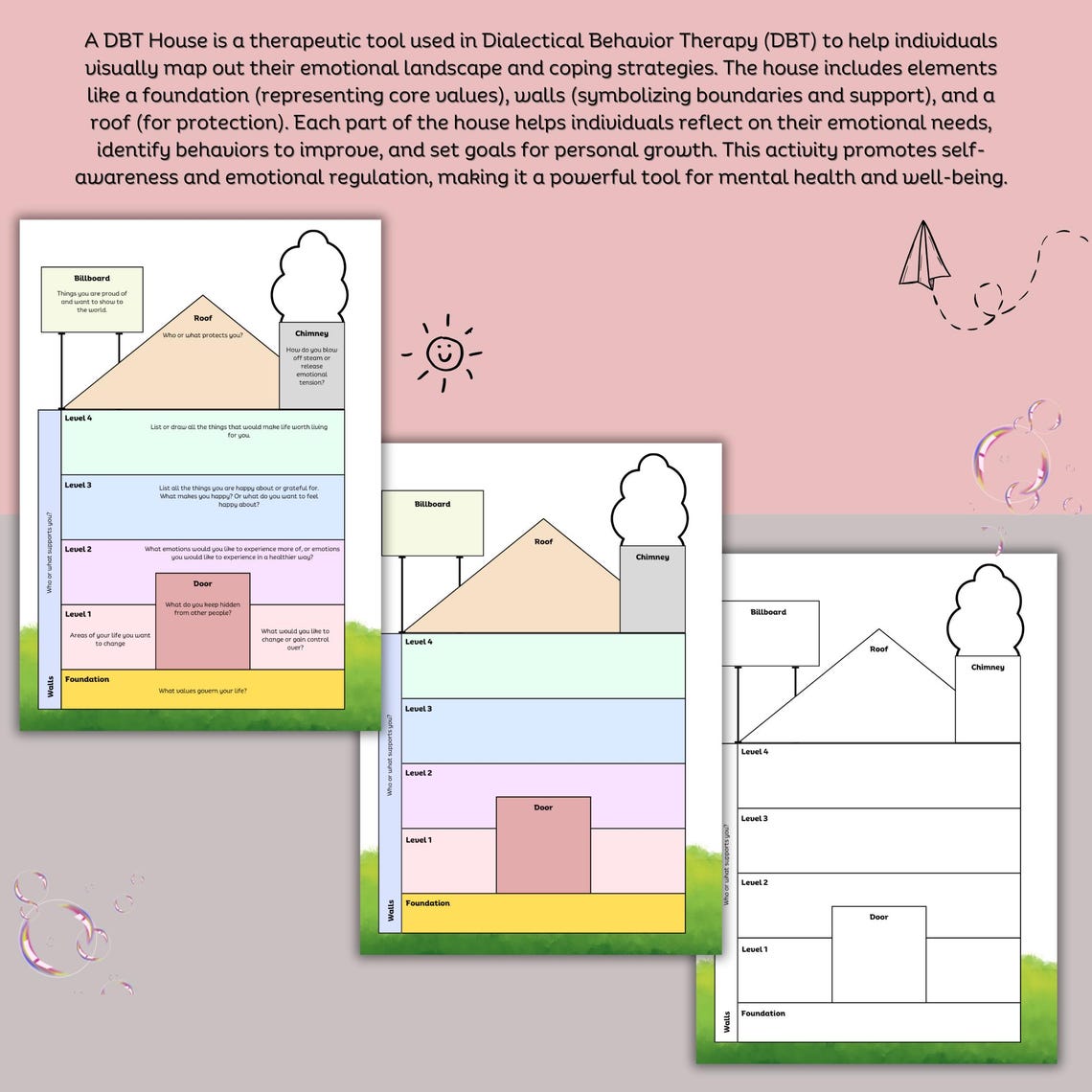 DBT House Worksheets, DBT Skills, Therapy Worksheets, DBT Workbook ...