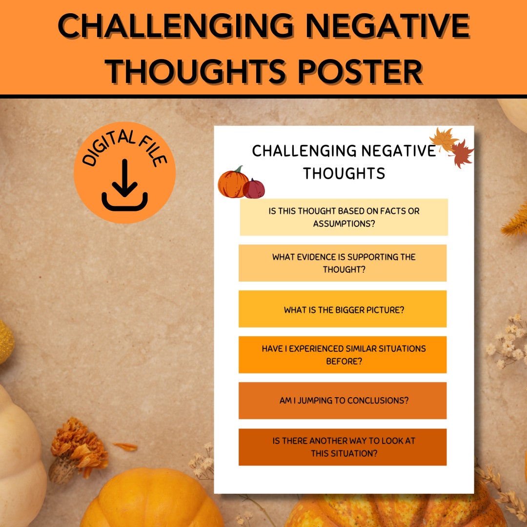 Challenging Negative Thoughts Poster / Fall Prints / Educational Poster ...