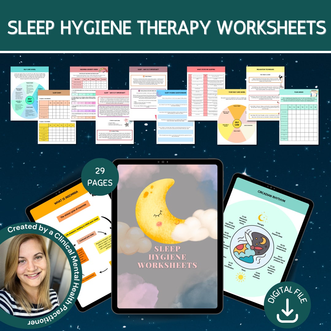 Sleep Hygiene Worksheets Sleep Tracker Sleep Habits Sleep - Etsy