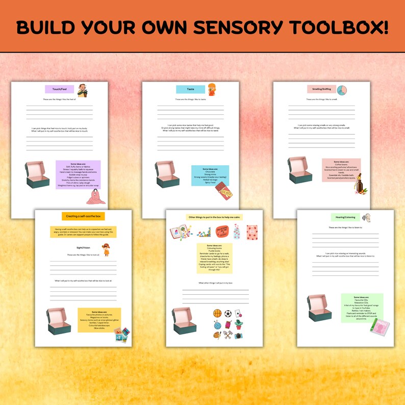 Sensory Soothing Exercises, Sensory Worksheets, Autism Workbook ...