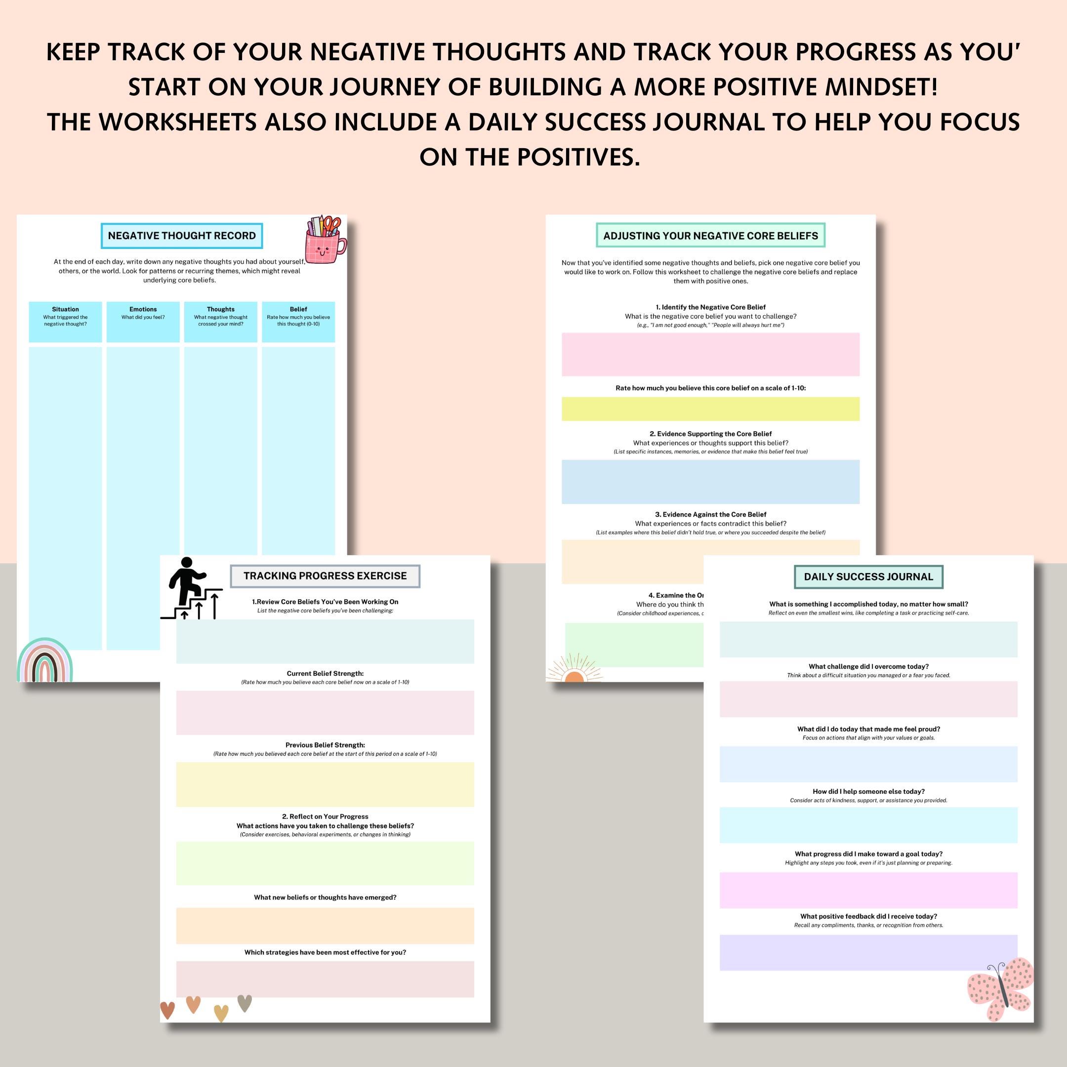 Common Core Beliefs, Core Beliefs Worksheet, Negative Thought ...