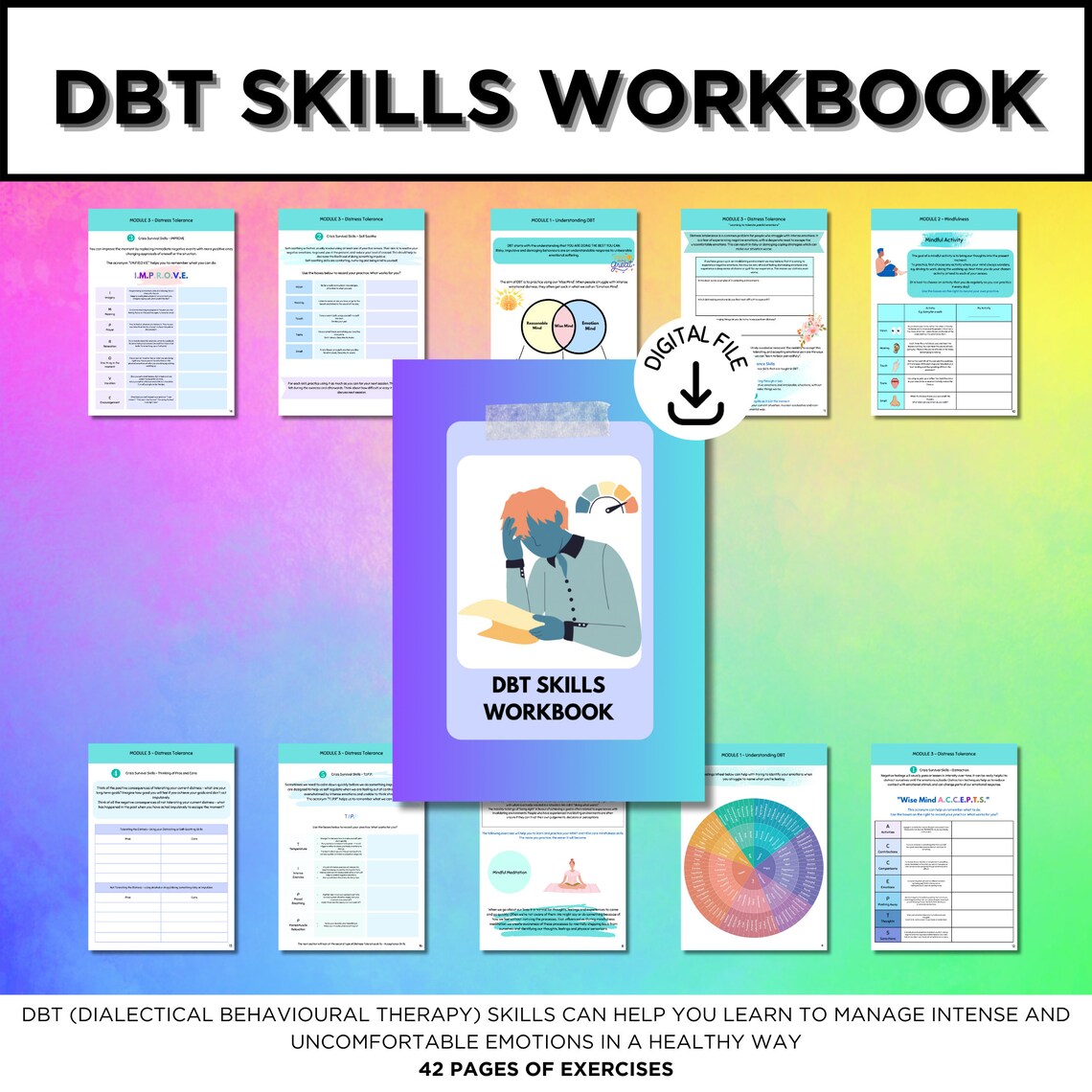 DBT Skills Workbook, CBT Skills, DBT Coping Skills, Therapy Worksheets ...