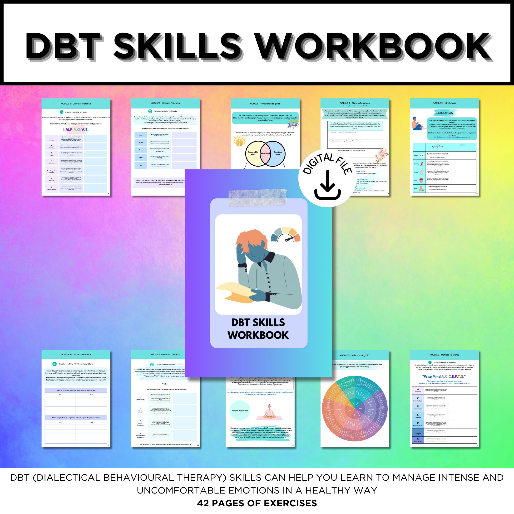 DBT Skills Workbook, CBT Skills, DBT Coping Skills, Therapy Worksheets ...