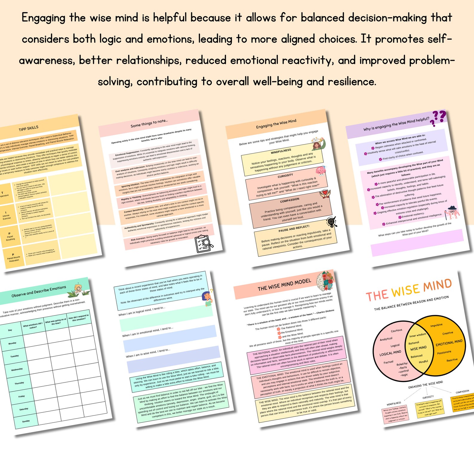 DBT Wise Mind Worksheets, DBT Worksheets, Therapy Worksheets, DBT ...