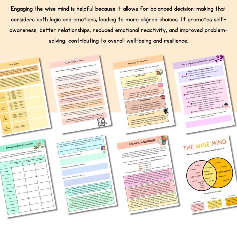 DBT Wise Mind Worksheets, DBT Worksheets, Therapy Worksheets, DBT ...