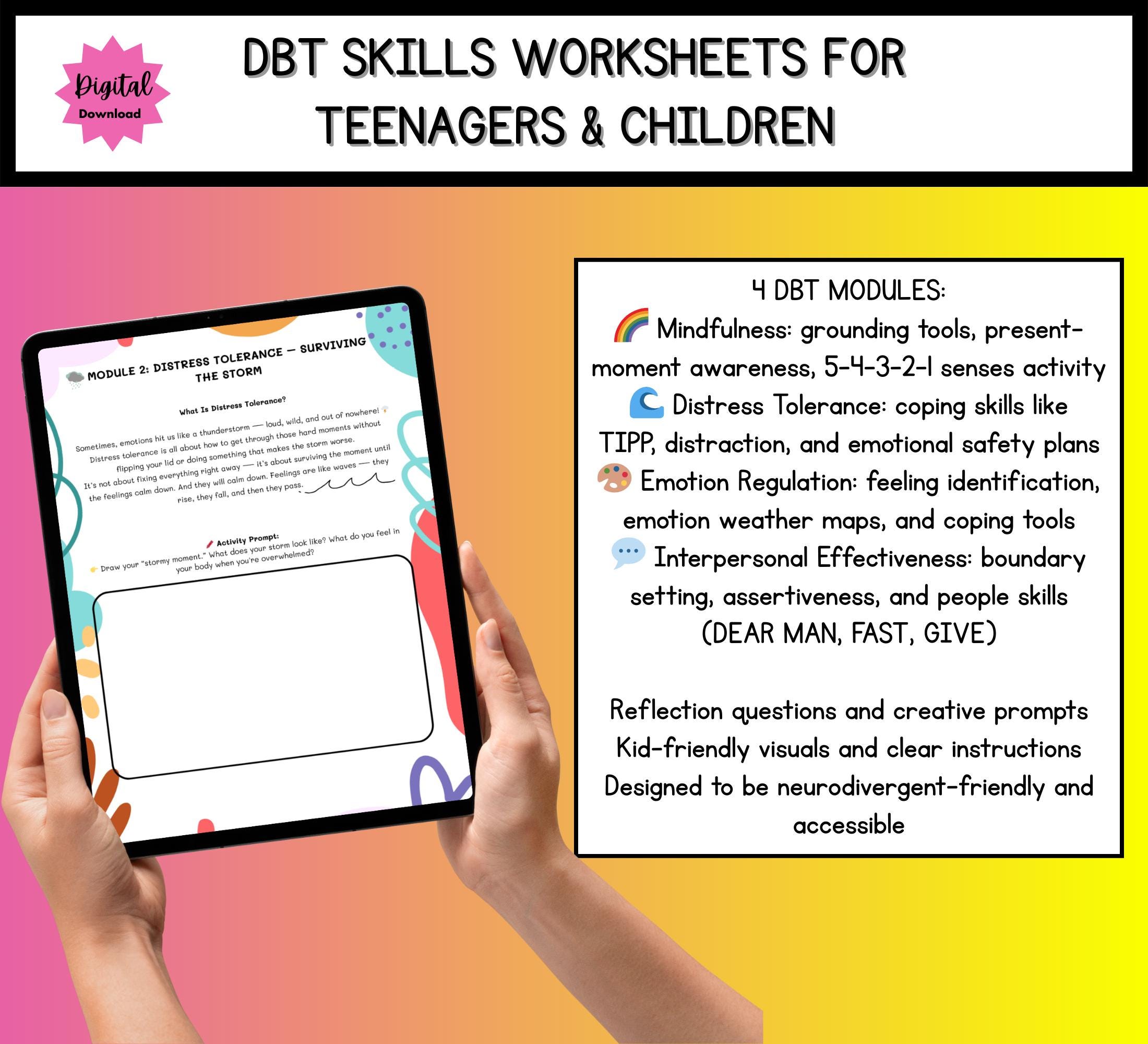DBT Workbook for Kids, DBT Skills for Teenagers and Children, Dbt Tools ...