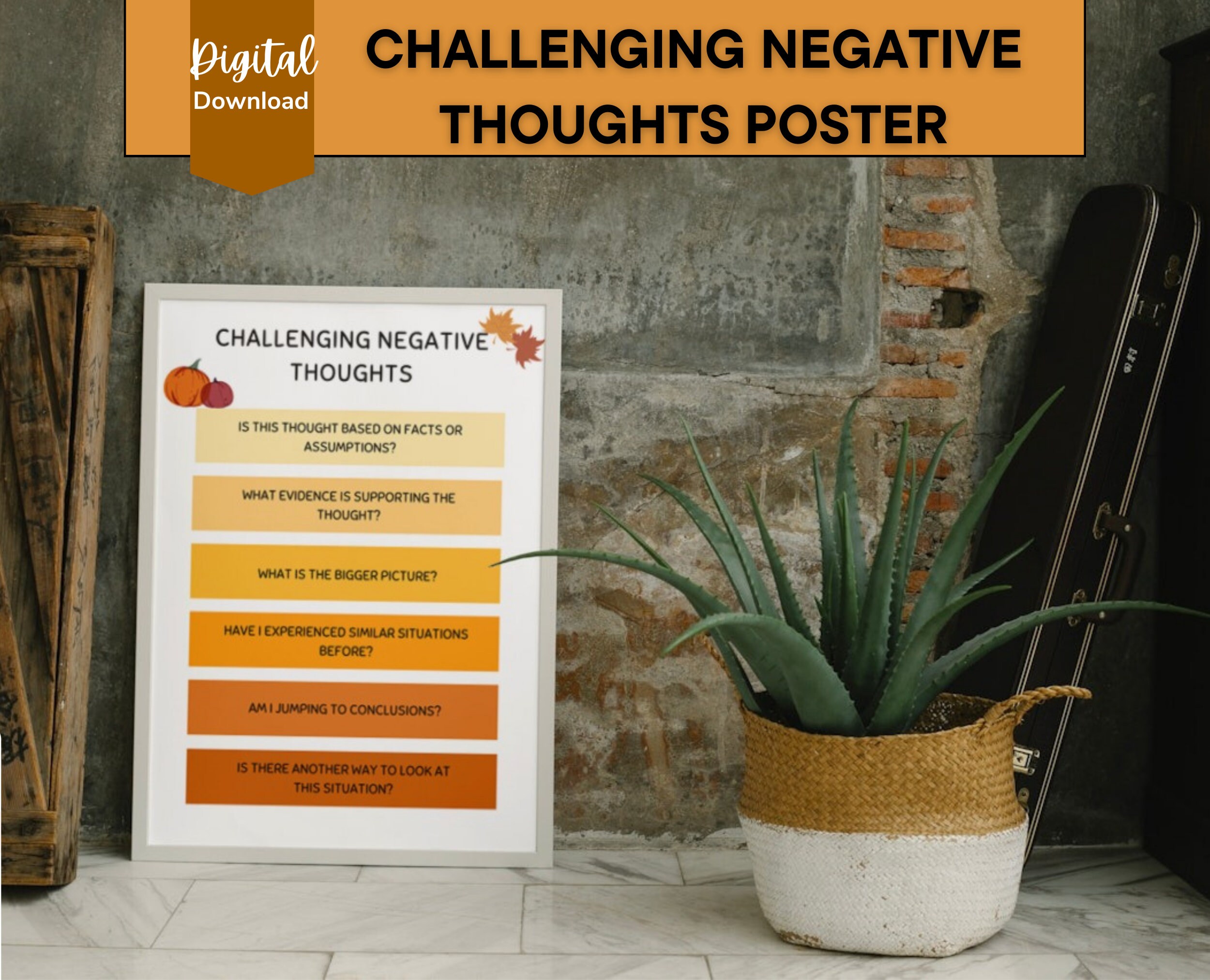 Challenging Negative Thoughts Poster / Fall Prints / Educational Poster ...