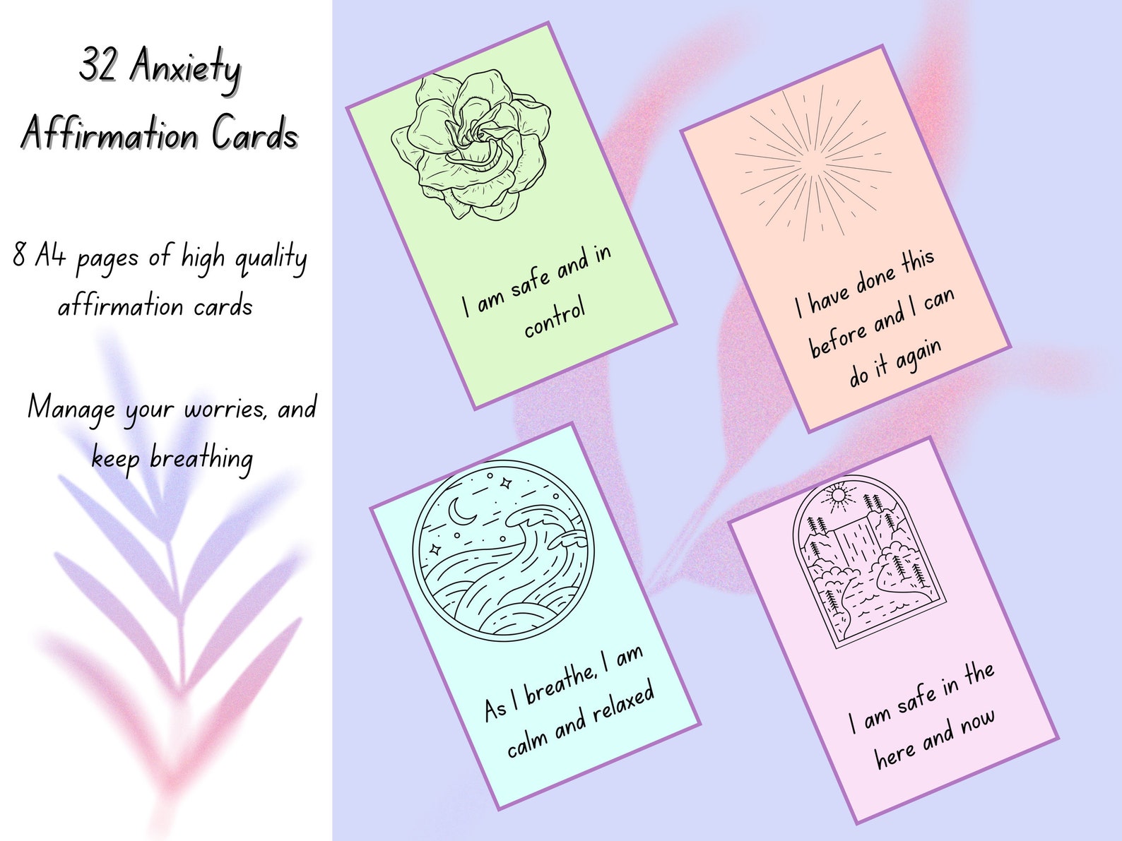 Anxiety Cards Affirmation Cards for Anxiety Coping Skills Therapy Tools ...