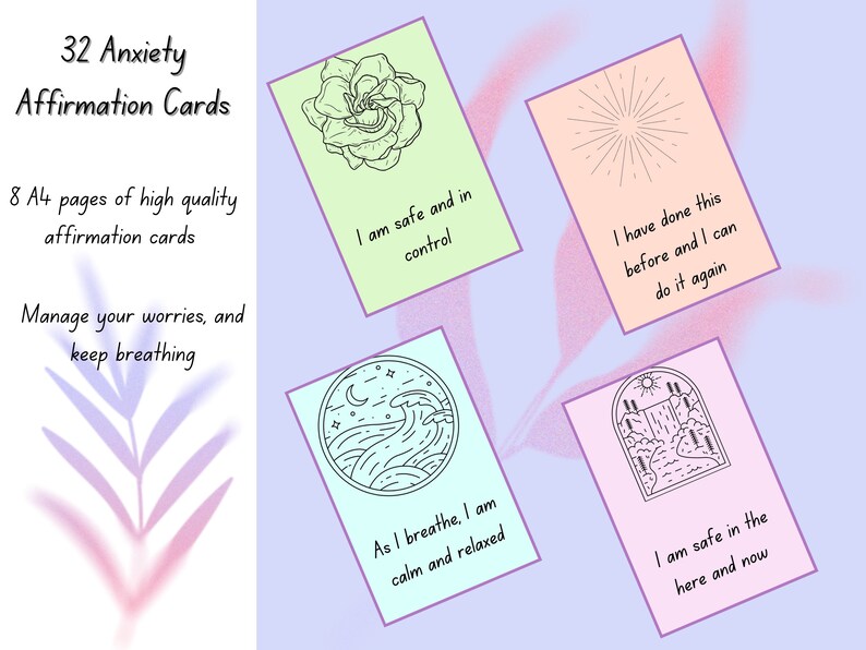 Anxiety Cards | Affirmation Cards for Anxiety | Coping Skills | Therapy ...