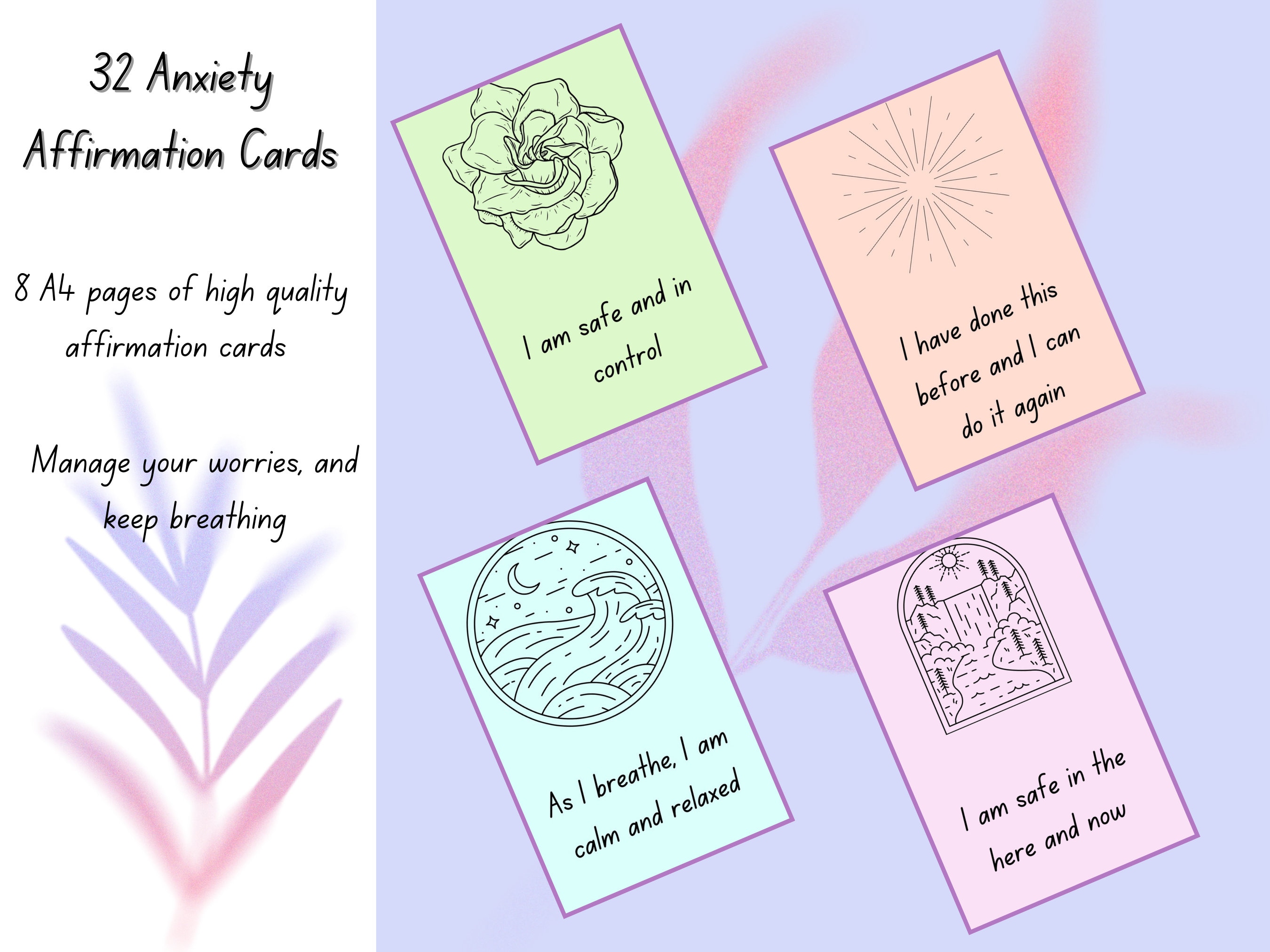 Anxiety Cards | Affirmation Cards for Anxiety | Coping Skills | Therapy ...