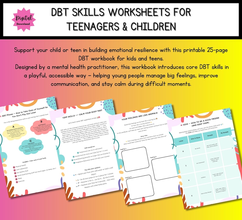 DBT Workbook for Kids, DBT Skills for Teenagers and Children, Dbt Tools ...