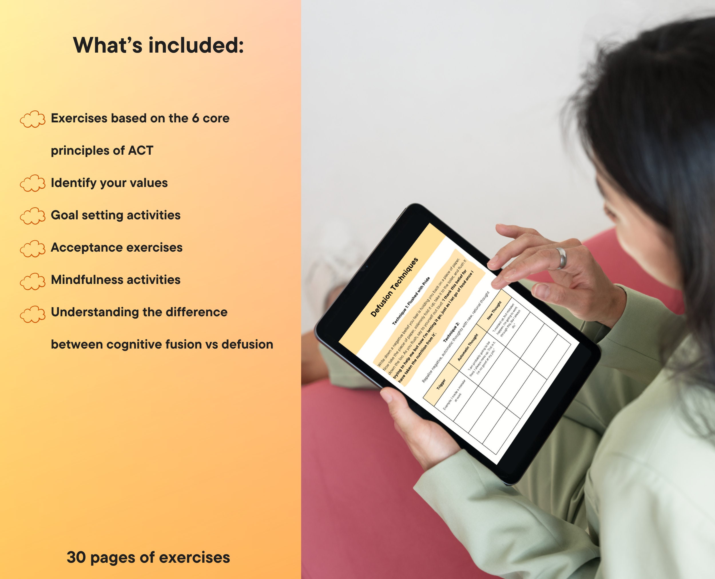 ACT Therapy Worksheets, Acceptance & Commitment Therapy, Therapy ...